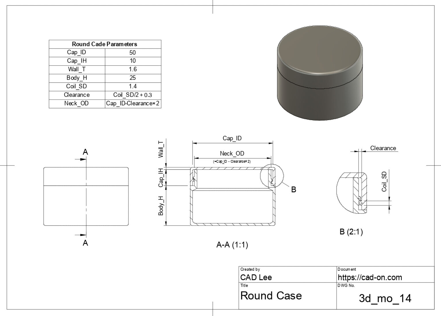 Round Case_modeling 14 | CAD ON