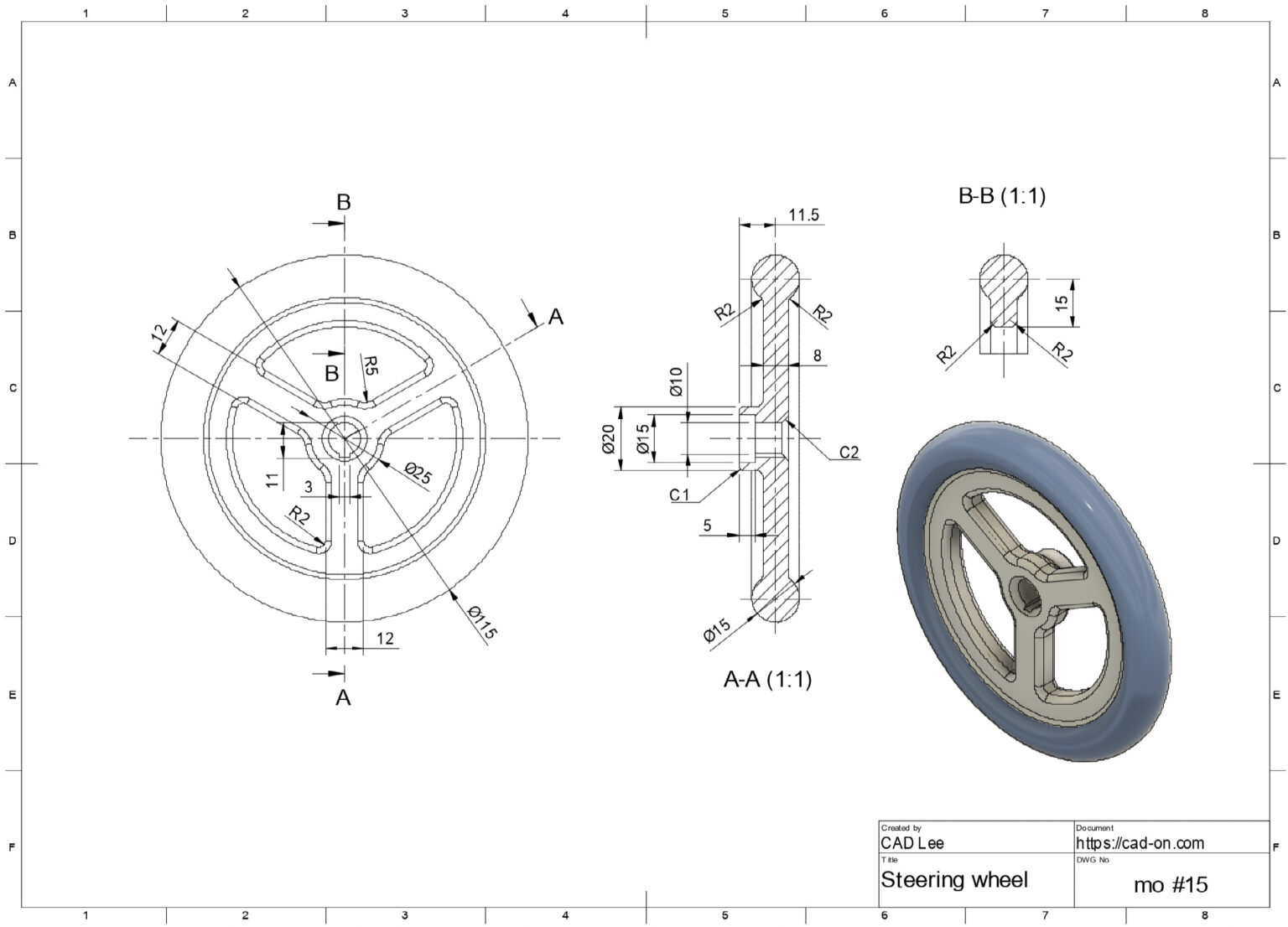 Steering wheel_modeling 15 | CAD ON